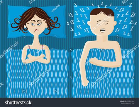 남자가 코를 골다여자는 잠을 잘 수 스톡 일러스트 626262404 Shutterstock