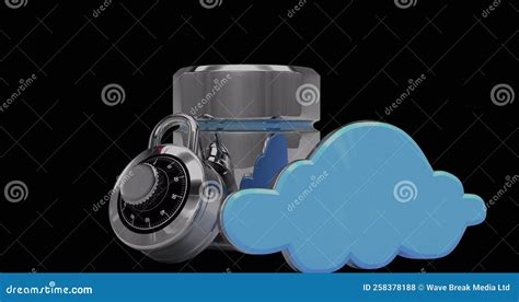 Image Of Data Processing With Qr Code Over Padlock On Black Background