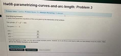 solved hw08 parametrizing curves and arc length problem 3