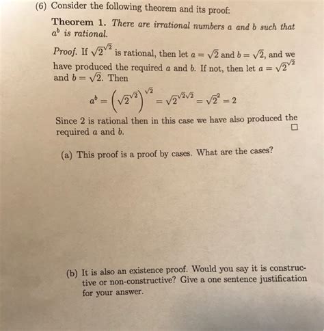 Solved 6 Consider The Following Theorem And Its Proof Chegg Com