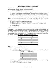 Practice Forecasting Questions Pdf Forecasting Practice Questions Q Which Of The Following
