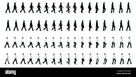 Businessman Character Walk Cycle Animation Sequence Loop Animation Sprite Sheet Vector Stock