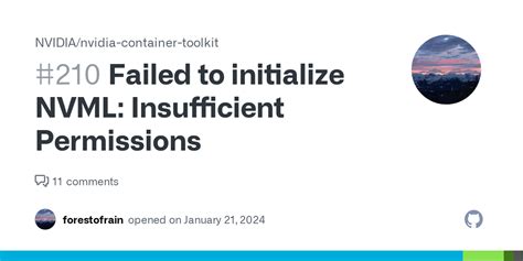 failed to initialize nvml insufficient permissions · issue 210 · nvidia nvidia container