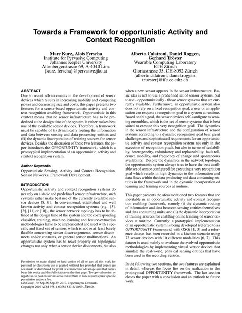 Pdf Towards A Framework For Opportunistic Activity And Context