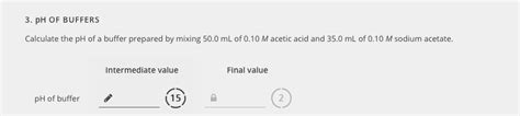 Solved 3 PH OF BUFFERS Calculate The PH Of A Buffer Chegg Com