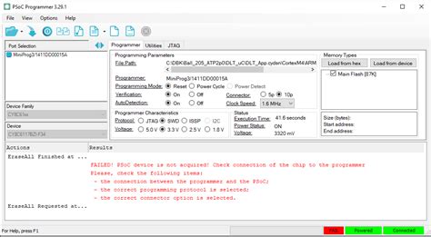 solved target inaccessible on miniprog3 after power cycle infineon