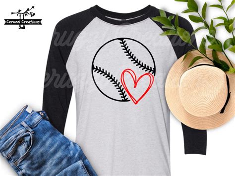 Baseball Heart Svg Softball Heart Svg Baseball Sketch Heart Svg