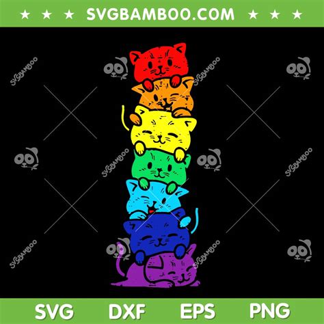 Lgbt Cat Stack Rainbow Svg Png