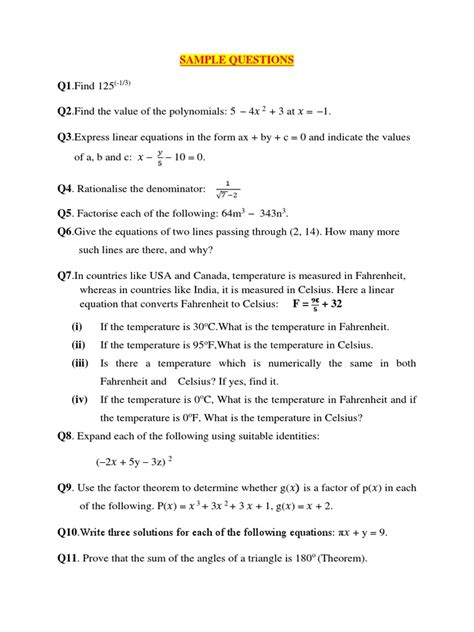 class 9 sample questions pdf