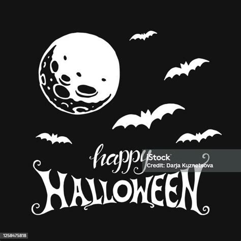 즐거운 할로윈 보내세요 손으로 그린 창조적 인 서예와 브러시 펜 레터링 휴일 인사말 카드 및 초대장 전단지 포스터 배너 할로윈 휴일 디자인 검은색에 대한 스톡 벡터 아트 및