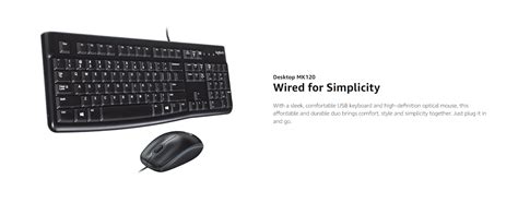 Logitech 920 002565 Mk120 Desktop Corded Combo Set Low Profile Keys