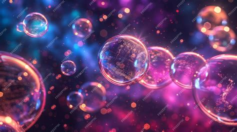 Iridescent Bubbles Floating In Space Premium Ai Generated Image
