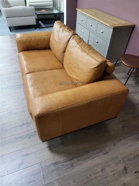Светло кафяв кожен диван двойка Диван Мебели за дома и офиса Ямбол Светло кафяв кожен