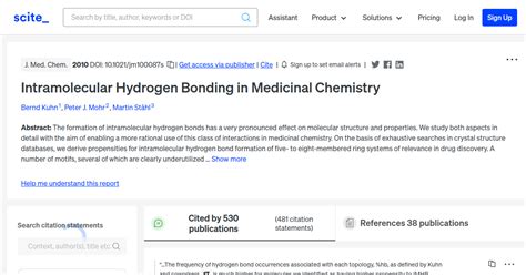 Intramolecular Hydrogen Bonding In Medicinal Chemistry Scite Report
