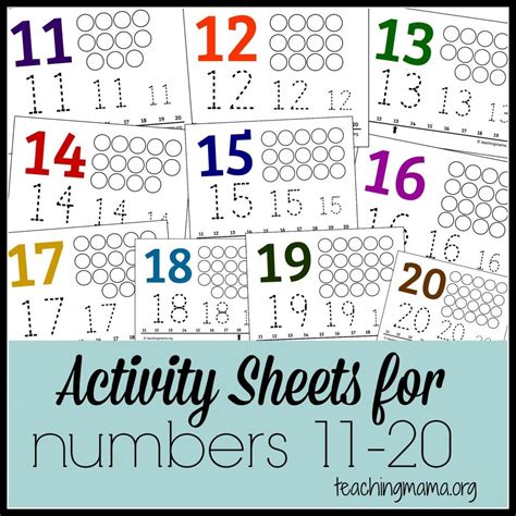 Activities For Numbers 11 20 Free Printable Activities And Learning