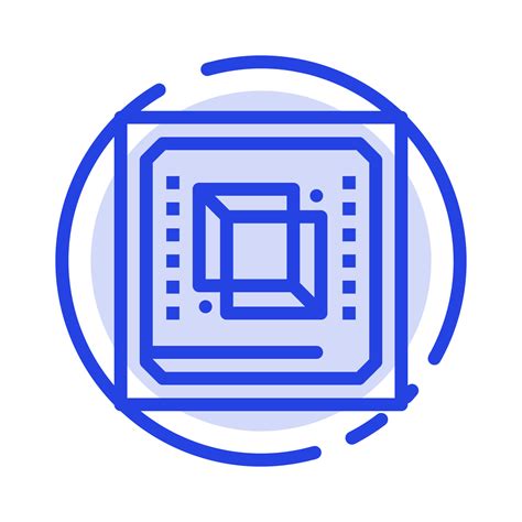 Chip Computer Cpu Hardware Processor Blue Dotted Line Line Icon