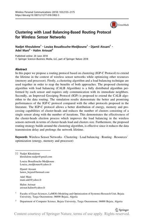 clustering with load balancing based routing protocol for wireless