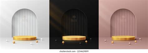 연단이 있는 3d 배경 집합입니다 블랙 스톡 벡터로열티 프리 2186626047 Shutterstock