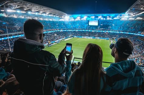 Sports Fans At A Stadium Viewing Augmented Reality Generative Ai