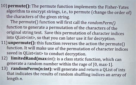Solved10 Permuteo The Permute Function Implements The Fisher Yates