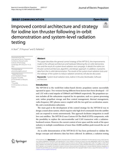 Pdf Improved Control Architecture And Strategy For Iodine Ion Thruster Following In Orbit
