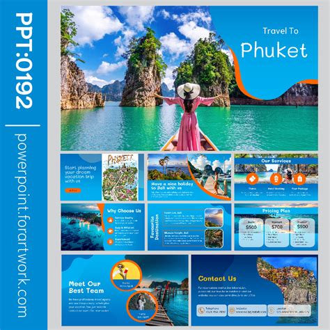 เทมเพลต Powerpoint ท่องเที่ยวไทยและสถานที่ท่องเที่ยว สีสันสวยงามสำหรับการนำเสนอ พื้นหลังสีฟ้า