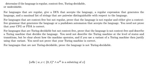Determine If The Language Is Regular Context Free Turing Decidable