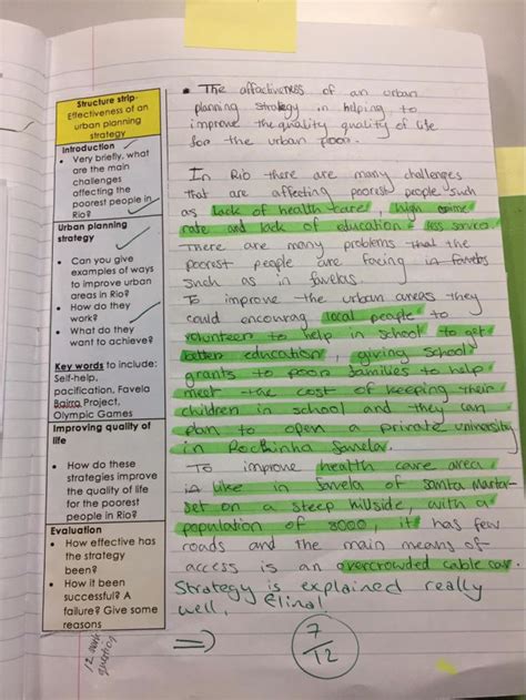 An Open Notebook With Writing On It And Sticky Notes Attached To The Pages In Each Section