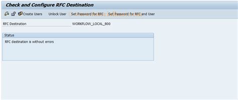 SWF RFC DEST SAP Tcode Configure RFC Destination Transaction Code