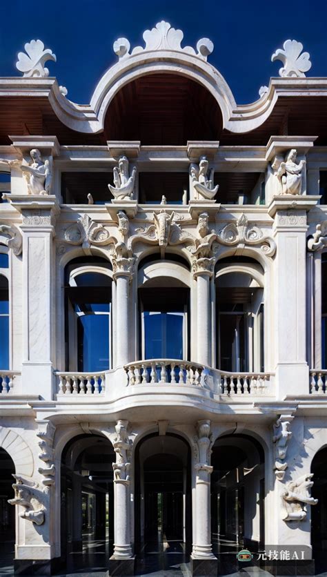 ai提示词：这座建筑是解构主义建筑的一个引人注目的例子，其扭曲、棱角分明的形式和锋利的边缘唤起了现代生活的混乱和复杂性。立面中陶瓷的使用为原本朴素的设计增添了意想不到的奇思妙想，而巴洛克风格的