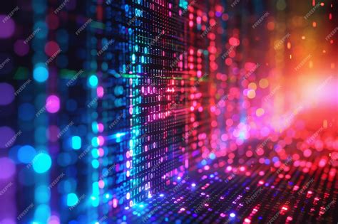 Binary Code With Neon Lights Abstract Premium Ai Generated Image