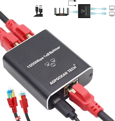 Ethernet Splitter 1 To 2 Gigabit Ethernet Splitter 1000mbps High Speed With Cat8