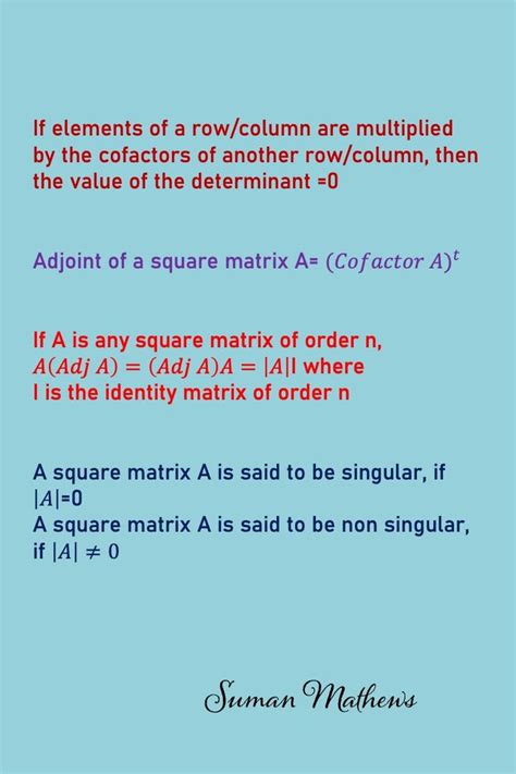 Properties Of Adjoint Of A Matrix In 2023 Matrices Class 12