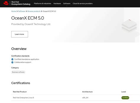 OceanX ECM Acquired The Certification Of Red Hat Enterprise Linux OceanX Technology Limited