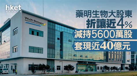 【配股潮】藥明生物低開逾2 大股東折讓近4減持5600萬股 套現近40億元