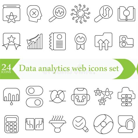 Data Analytics Web Icons Set In Thin Line Design Pack Of Database Big Data Process Ai