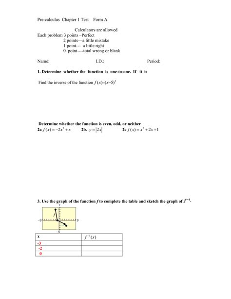 Pre Calculus Chapter 1 Test