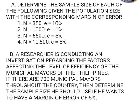 Solved A DETERMINE THE SAMPLE SIZE OF EACH OF THE FOLLOWING Chegg Com
