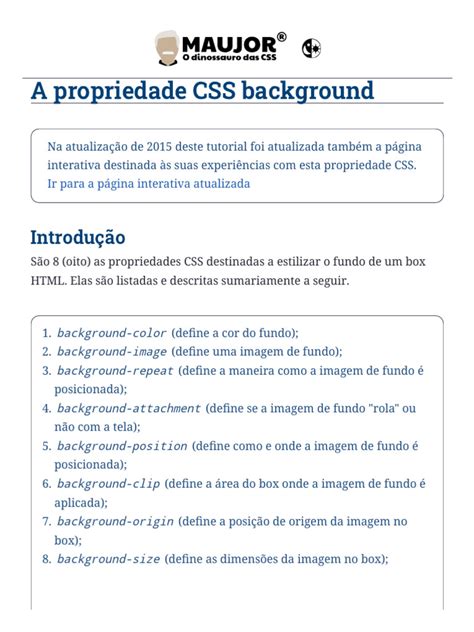As 8 Propriedade Css Para Background E Seus Segredos1 Pdf Desenvolvimento Web