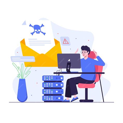 Premium Vector Desperate Man Exposed To Email Malware Attack