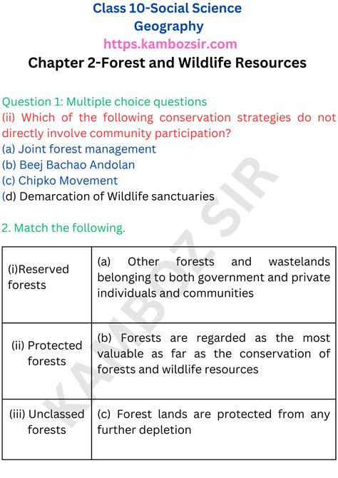 Class 10 Social Science Chapter 2 Forest And Wildlife Resources