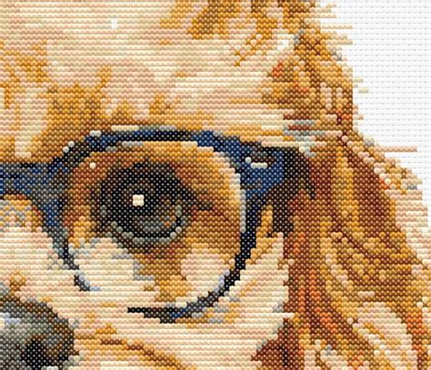 Cavapoo Wearing Glasses Dog Cross Stitch Pattern Sewing Embroidery Dmc