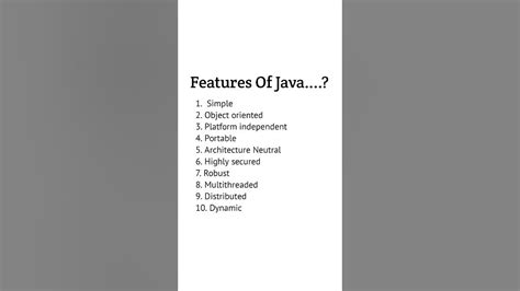 Features Of Java Javaprogramming English Javatutorial Coding Youtube