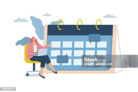 기업 일정 관리 시간 관리 계획 개념 사업가는 큰 달력으로 일정에 따라 조직된 작업을 계획합니다 벡터 디자인 그림입니다 개념에