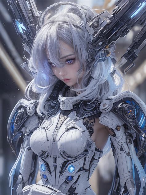 칼과 헬멧을 쓴 미래 지향적인 옷을 입은 여자 Seaart Ai