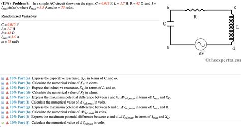 Solved 11 Problem 9 In A Simple AC Circuit Shown On The Chegg Com