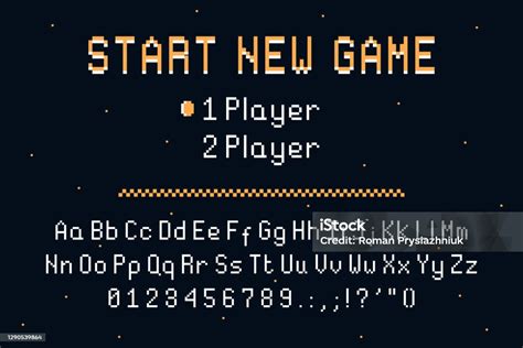 픽셀 아트 글꼴 8비트 게임 또는 복고풍 프로젝트용 레트로 알파벳 빈티지 픽셀 서체 디자인 어퍼 케이스 와 소문자 와 숫자 1980 1989 년에 대한 스톡 벡터 아트 및