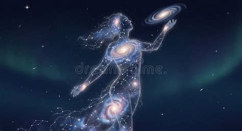 La Silueta De Mujer Cósmica Sostiene Una Galaxia Que Representa La