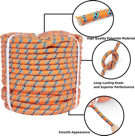Labwork 1 2 X 150 32 Strand Braided Rope Orange Blue Black 18 KN