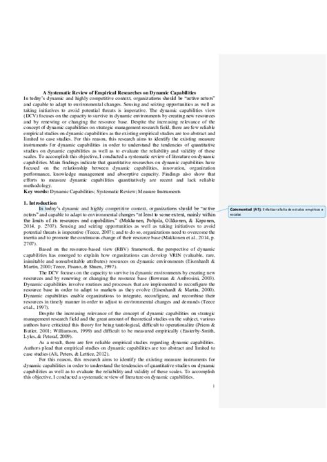 Doc A Systematic Review Of Empirical Researches On Dynamic Capabilities
